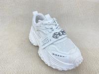 China Women white flat fashion sneakers with paillette crystal breathable mesh and low cut for sale