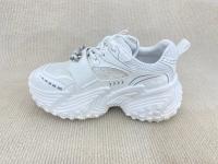 China Women white flat fashion sneakers with paillette crystal breathable mesh and low cut for sale