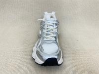China Women silver leather sneakers with script and breathable mesh upper lacing for sale