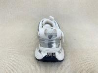 China Women silver leather sneakers with script and breathable mesh upper lacing for sale