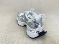 China Women silver leather sneakers with script and breathable mesh upper lacing for sale