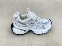 China Women white leather sneakers with script and breathable mesh upper lacing PU for sale