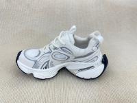China Women white leather sneakers with script and breathable mesh upper lacing PU for sale
