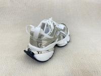 China Lacing PU Gold Leather Sneakers With Script Mesh Upper Women Sneakers for sale