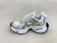 China Lacing PU Gold Leather Sneakers With Script Mesh Upper Women Sneakers for sale