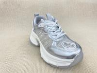 China Women white running shoes with thick soled and breathable mesh upper genuine leather for sale