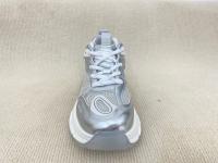 China Women white running shoes with thick soled and breathable mesh upper genuine leather for sale