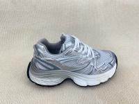 China Women white silver sport shoes with thick soled and breathable mesh upper PU for sale