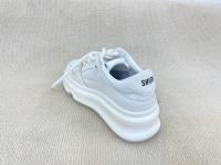 China Women white sneakers with thick soled and breathable mesh upper genuine leather for sale