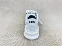 China Women white sneakers with thick soled and breathable mesh upper genuine leather for sale