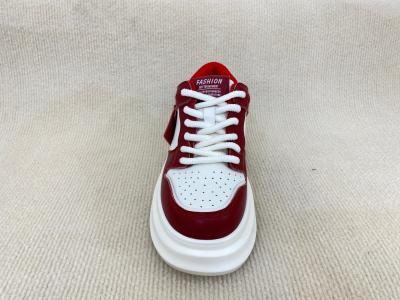 China Thick Soled Women Red Sneakers Genuine Leather Red Trainers Womens for sale