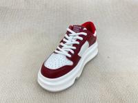 China Thick Soled Women Red Sneakers Genuine Leather Red Trainers Womens for sale