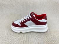China Thick Soled Women Red Sneakers Genuine Leather Red Trainers Womens for sale