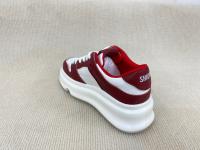 China Thick Soled Women Red Sneakers Genuine Leather Red Trainers Womens for sale