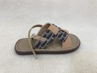 China Khaki Weave Flat Open Toe Flip Flops Womens With Buckles In Summer for sale