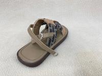 China Khaki Weave Flat Open Toe Flip Flops Womens With Buckles In Summer for sale