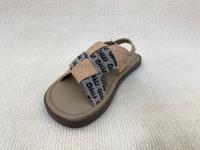 China Khaki Weave Flat Open Toe Flip Flops Womens With Buckles In Summer for sale