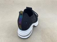 China Flyknit Black Platform Loafers With Crystal Surface And Breathable Mesh for sale
