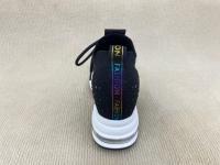 China Flyknit Black Platform Loafers With Crystal Surface And Breathable Mesh for sale