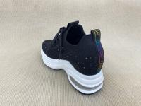 China Flyknit Black Platform Loafers With Crystal Surface And Breathable Mesh for sale