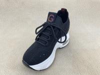 China Flyknit Black Platform Loafers With Crystal Surface And Breathable Mesh for sale