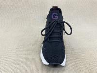 China Flyknit Black Platform Loafers With Crystal Surface And Breathable Mesh for sale