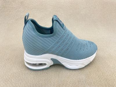 China Women blue platform flyknit loafers with breathable mesh upper microfiber and heightening for sale