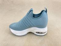 China Women blue platform flyknit loafers with breathable mesh upper microfiber and heightening for sale