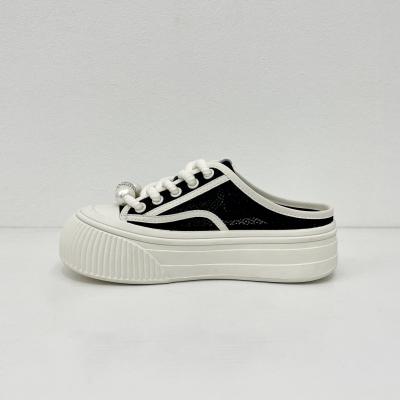 China Black Canvas Mule Shoes Breathable for sale