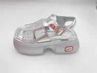 China Women summer silver thick soled sandals with metal button genuine leather comfort for sale