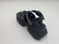 China Women summer black thick soled sandals with metal button genuine leather summer for sale