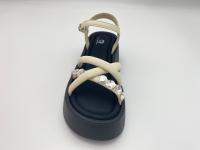 China Women white bottomed sandals with rhinestone with pure color and genuine leather for sale