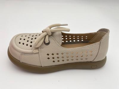 China Breathable hollow lace-up comfortable women's shoes with soft soles white for sale
