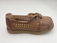 China Lady brown breathable hollow lace-up comfortable women's shoes with soft soles for sale