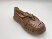 China Lady brown breathable hollow lace-up comfortable women's shoes with soft soles for sale