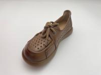 China Lady brown breathable hollow lace-up comfortable women's shoes with soft soles for sale