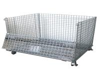 China 2 Swivel Folding Wire Mesh Container 1000×800×840mm with 1200kg Capacity and Zinc Plated Finish for sale