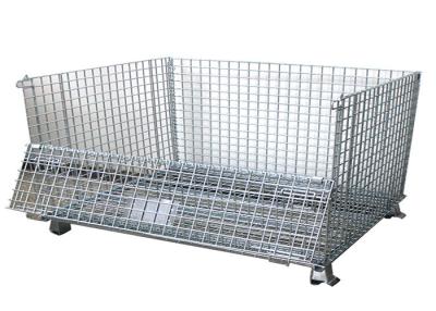 China 2 Swivel Folding Wire Mesh Container 1000×800×840mm with 1200kg Capacity and Zinc Plated Finish for sale