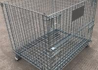 China 500kg Capacity Collapsible Wire Mesh Container 1100x800x1700mm with 4 Doors and Wheels for sale