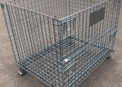China 500kg Capacity Collapsible Wire Mesh Container 1100x800x1700mm with 4 Doors and Wheels for sale