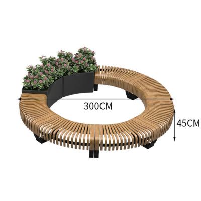 China Custom Outdoor Metal Bench Around Tree with Wood Slats - Stainless Steel Construction, Multiple Color Options, Modern Garden Seating for sale