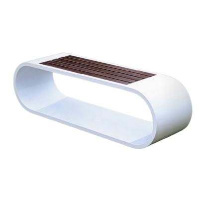 China Arc-Shaped Stainless Steel Waiting Bench 1800mm with Walnut Wood Slats - Custom Colors & Sizes Available for sale