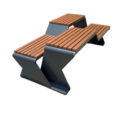 China Galvanized Steel Outdoor Bench 2-4 Seater with Wood Slats - Custom Sizes & Colors Available for sale