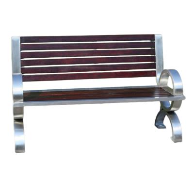 China Stainless Steel Outdoor Metal Bench 3 Seater 1800×450×450mm with Wood Slats for Garden and Public Spaces for sale