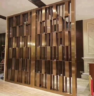 China Rose Gold Metal Room Divider 1000x2000mm Stainless Steel Retro Screen with 5-Year Warranty for sale