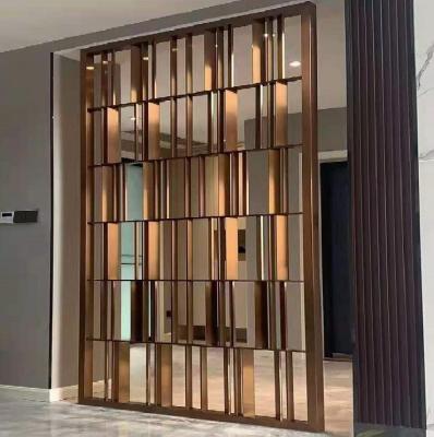 China 304 Rose Gold Stainless Steel Room Divider Screen 800/1000×2500mm Modern Decoration Panel for sale