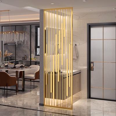 China Gold Stainless Steel Room Divider Screen 1000x2000mm - Customizable Luxury Metal Partition with 5-Year Warranty for sale
