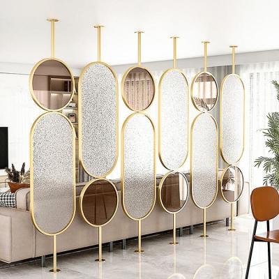 China Stainless Steel Metal Room Divider Glass Partition 300/400×2000mm Customizable Modern Design for sale