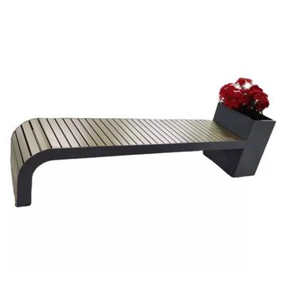 China Rustproof Outdoor Metal Bench with Flower Planter 1800×450×450mm Stainless Steel Garden Furniture for sale