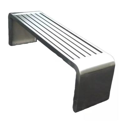 China Silver Stainless Steel Outdoor Metal Bench 1800mm-2000mm Length Backless Patio Garden Seating for sale